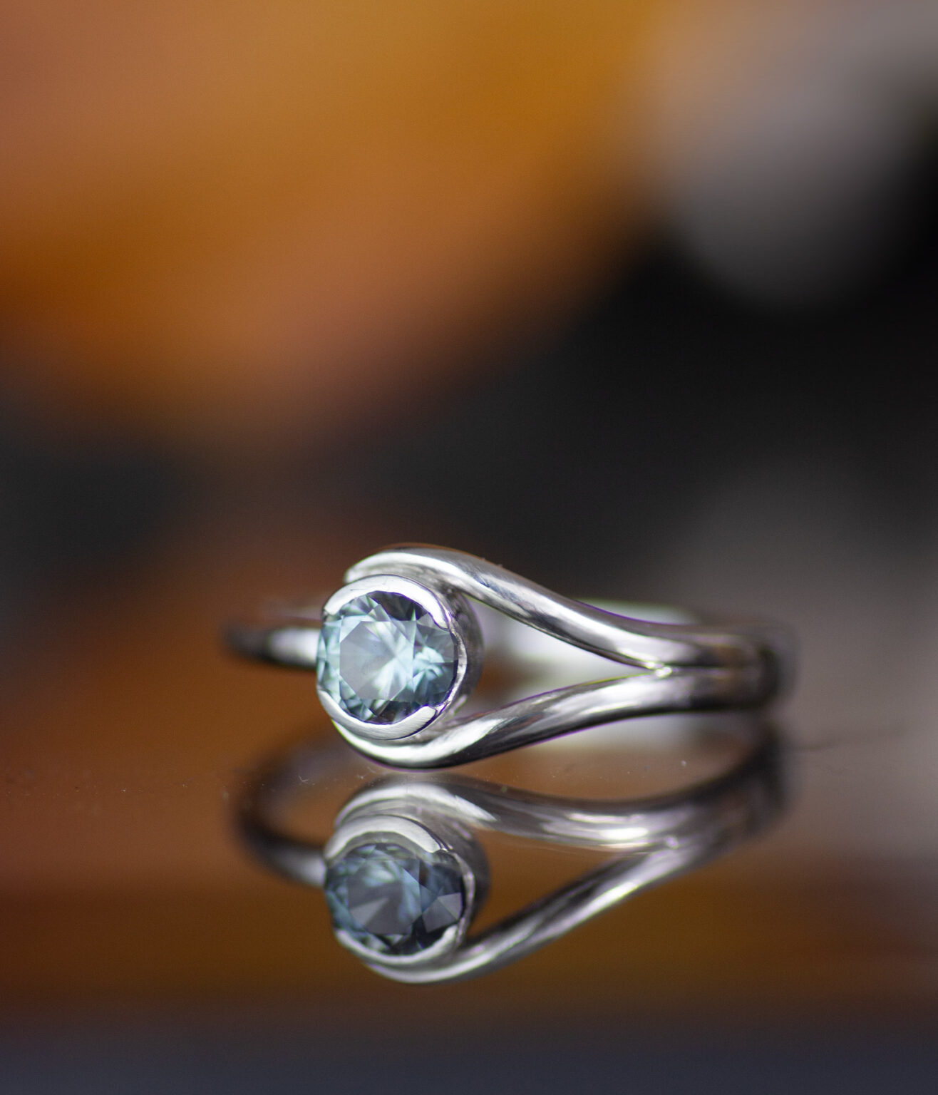 Salt and Pepper Diamond Half Bezel Double Orbit Engagement Ring – LOLiDE