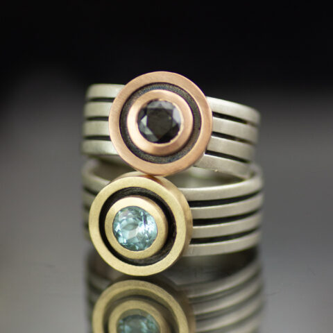 Intersecting Orbits Modern Mixed Metals Alt Engagement Ring - LOLiDE