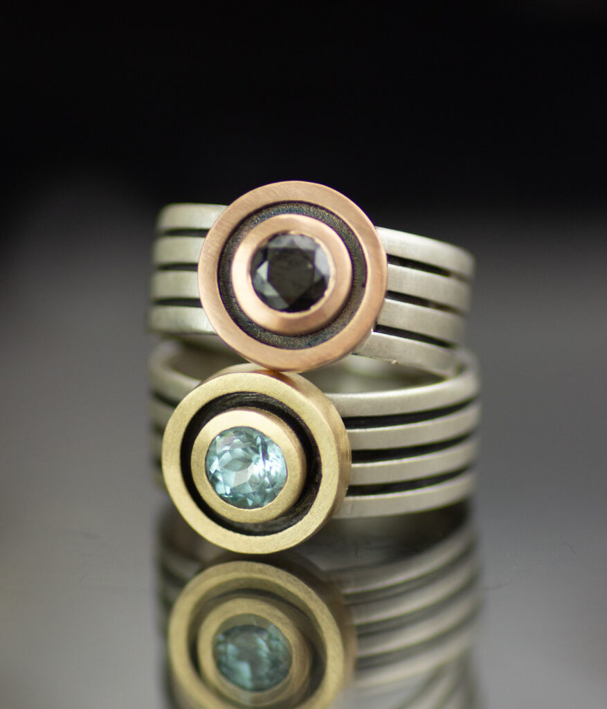 Intersecting Orbits Modern Mixed Metals Alt Engagement Ring - LOLiDE