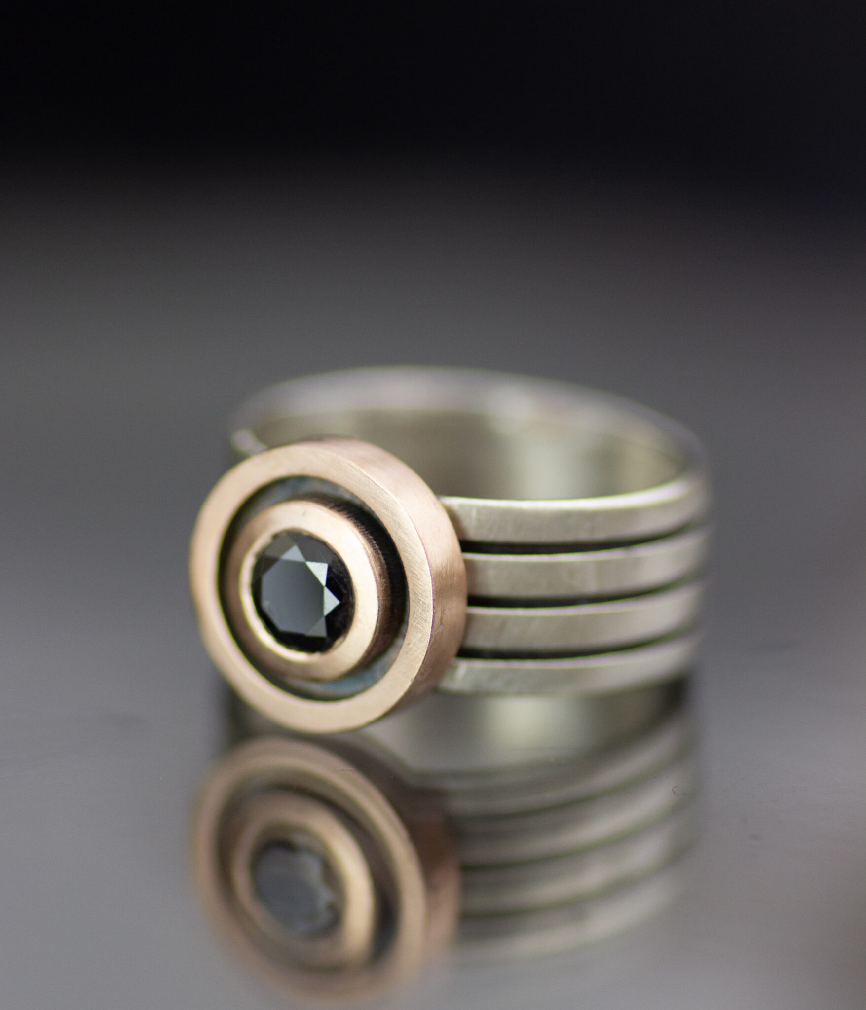 Intersecting Orbits Modern Mixed Metals Alt Engagement Ring - LOLiDE